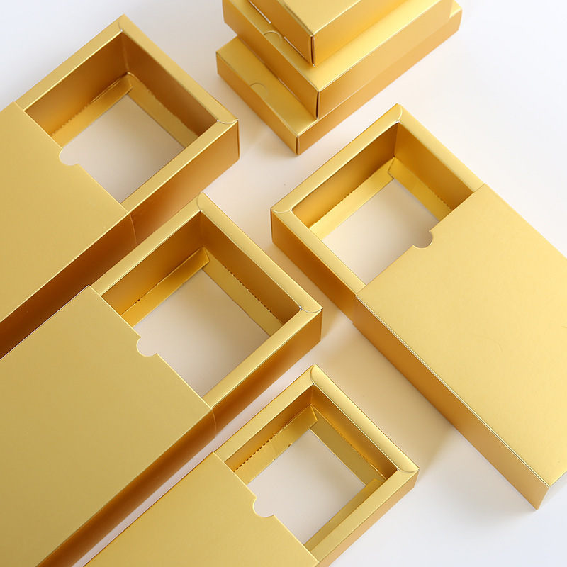 Caixas de papel dobráveis de luxo dourado cartão Kraft Slide Out Drawer ...