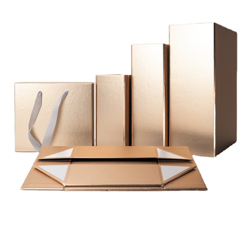 Customizable Metallic Gold Flip-Top Gift Box Set – Rigid Cardboard ...